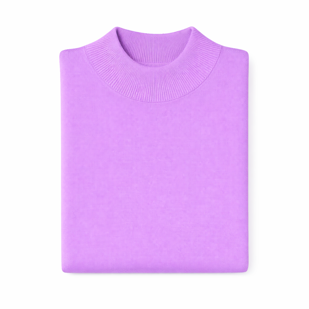 Inserch Amethyst Cotton-Blend Mock Neck Sweater