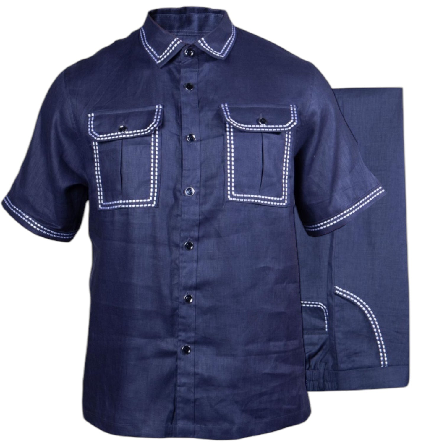 Prestige Men’s Linen Pant Set – Navy (530)