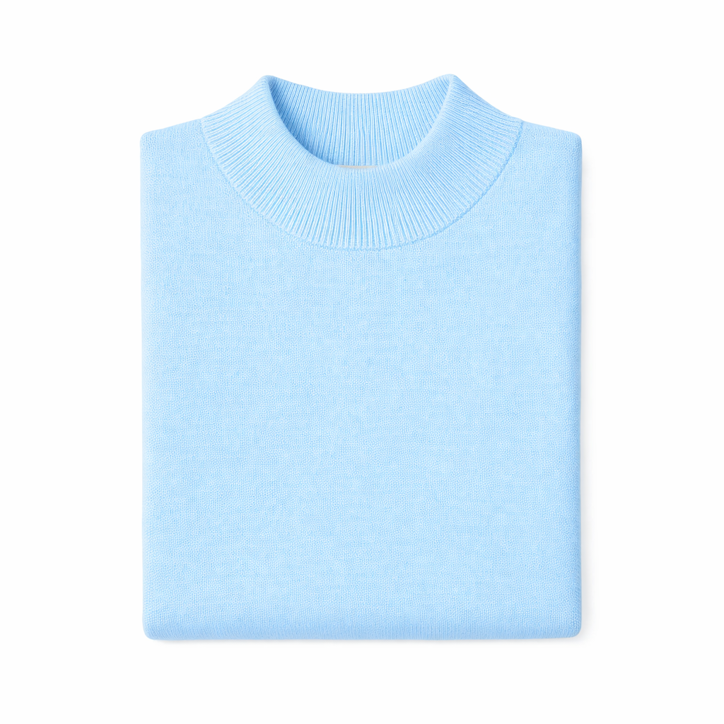 Inserch Blue Mist Cotton-Blend Mock Neck Sweater