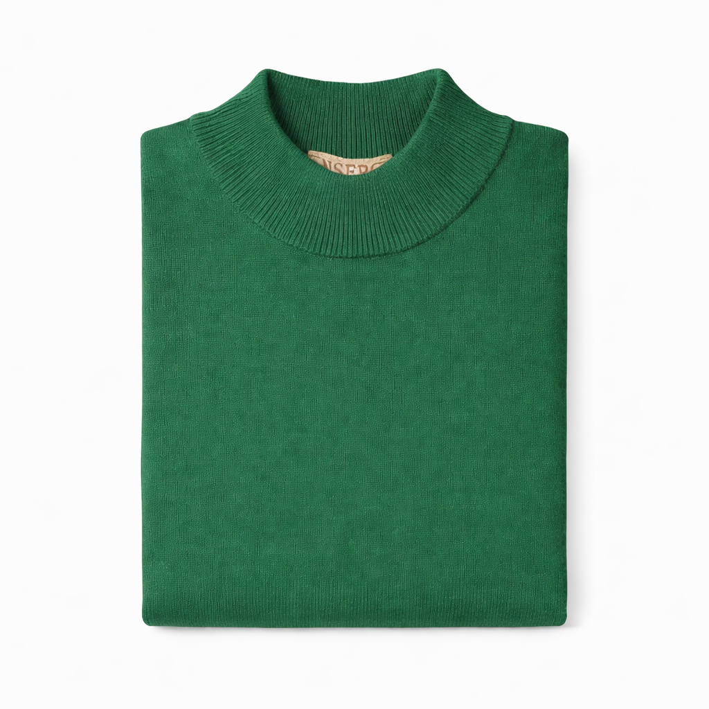 Inserch Green Sapphire Cotton-Blend Mock Neck Sweater