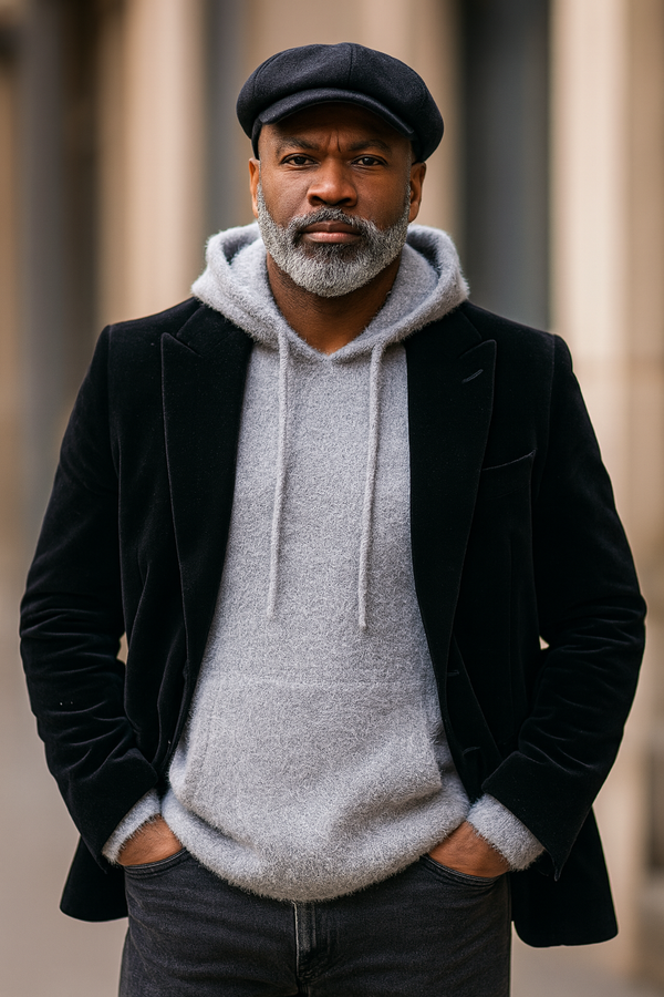 Men’s Soft Knit Hoodie Sweater – Light Gray